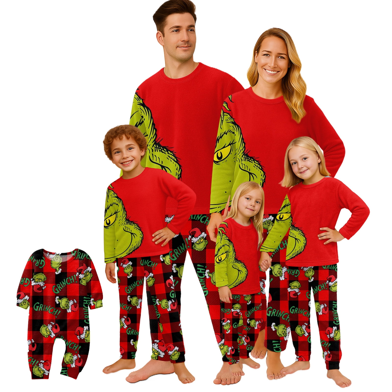 Matching Family Outfits - Christmas Elf Design Pajamas - Soft Plush ...