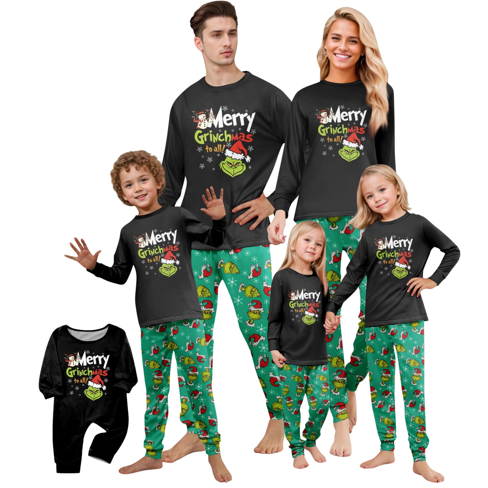 Matching Family Pajamas Set, Christmas Griinch Print Cute Family 2 ...