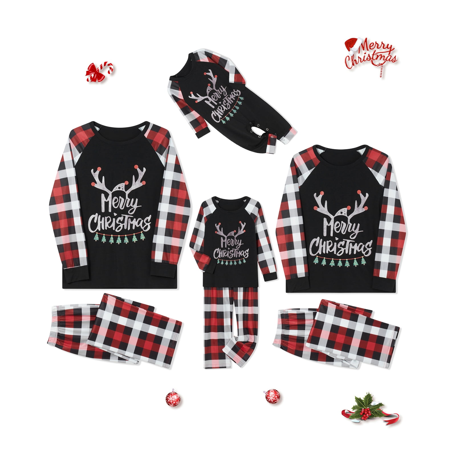 Matching Family Pajamas Sets Christmas PJ's with Letter and Plaid ...