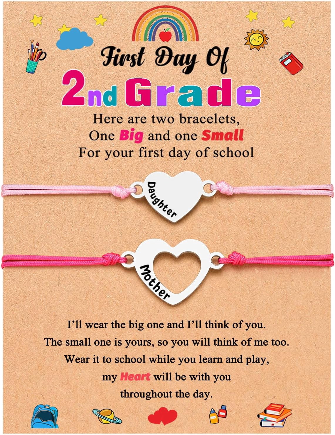 Matching Heart Mother Daughter Bracelets Back to School Bracelet Mommy ...