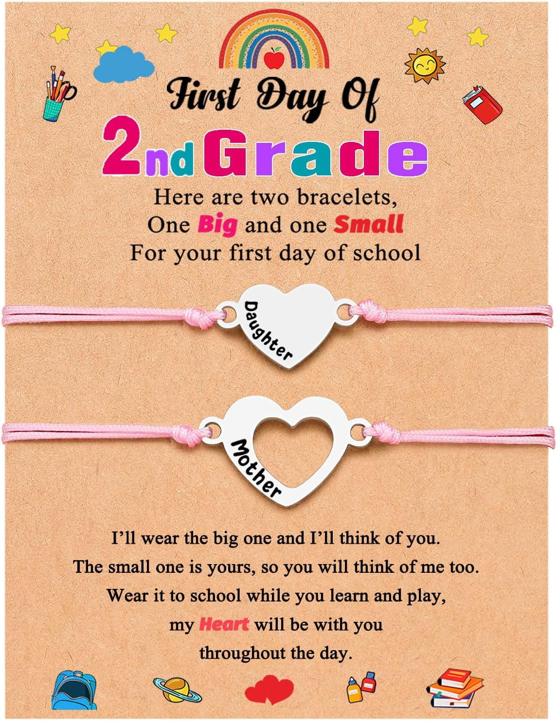 Matching Heart Mother Daughter Bracelets Back to School Bracelet Mommy ...