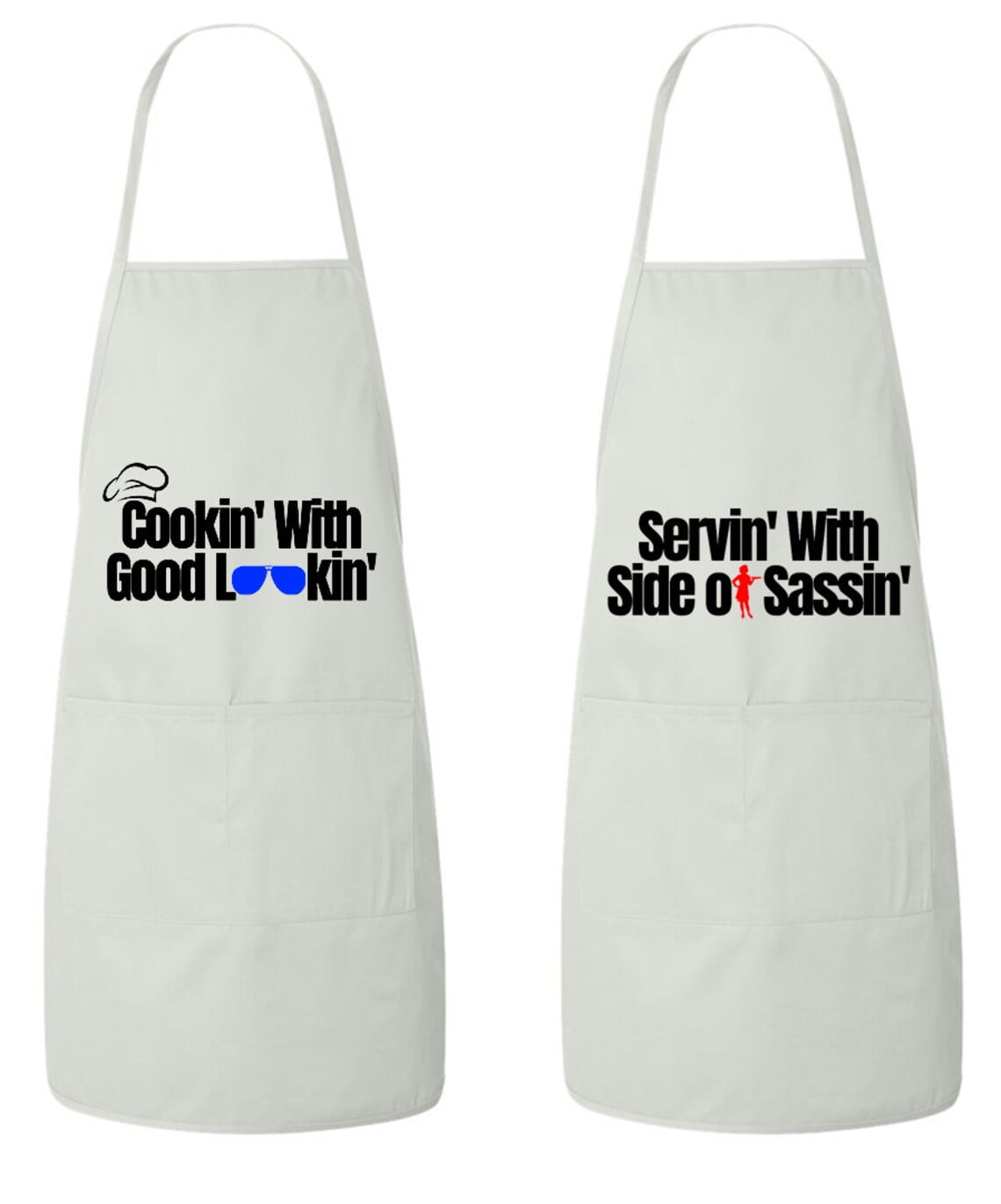 Matching His and Hers Apron Set - Cookin with good lookin, Servin with ...