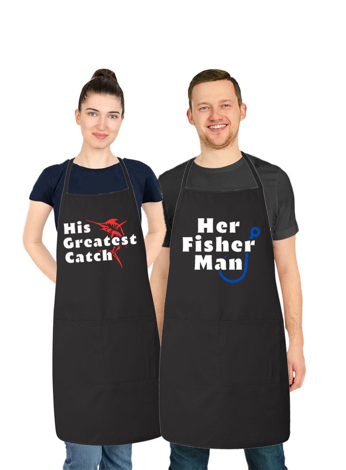 Matching His and Hers Apron Set - Her Fisherman and His Greatest Catch ...