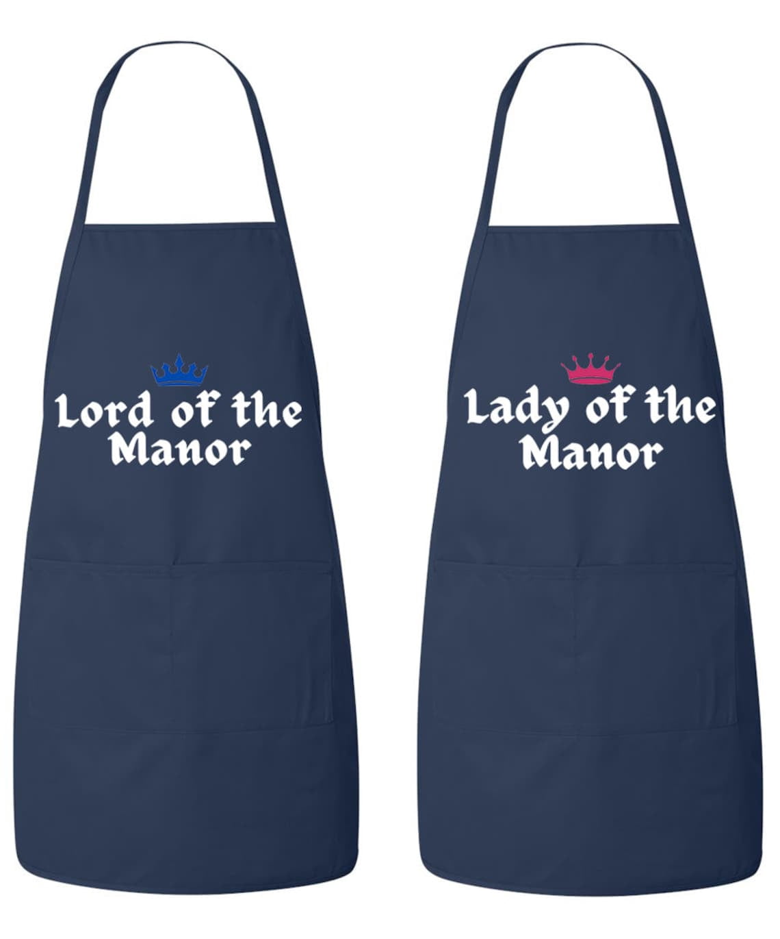 Matching His and Hers Apron Set - Lord of the Manor, Lady of the Manor ...