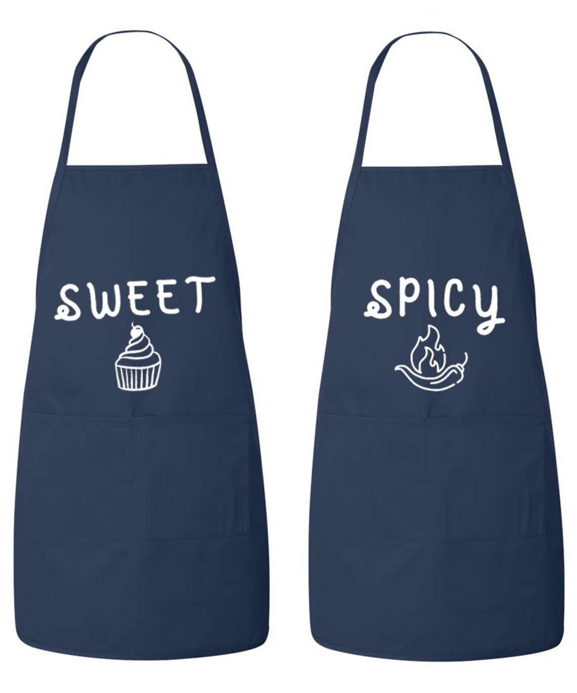 Matching His and Hers Apron Set - Sweet cupcake and Spicy Pepper - Set ...