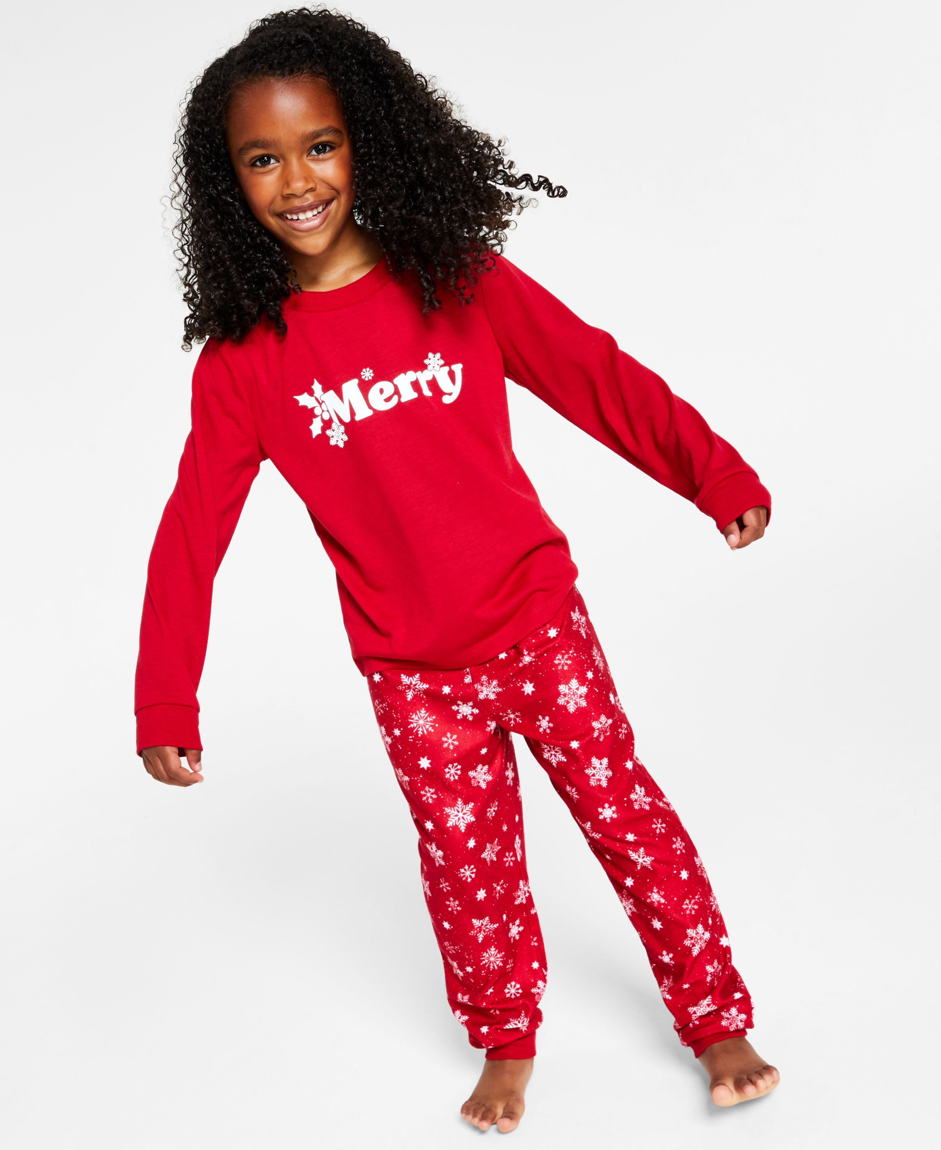 Matching Kids Merry Snowflake Mix It Family Pajama Set Candy Red 14-16 ...
