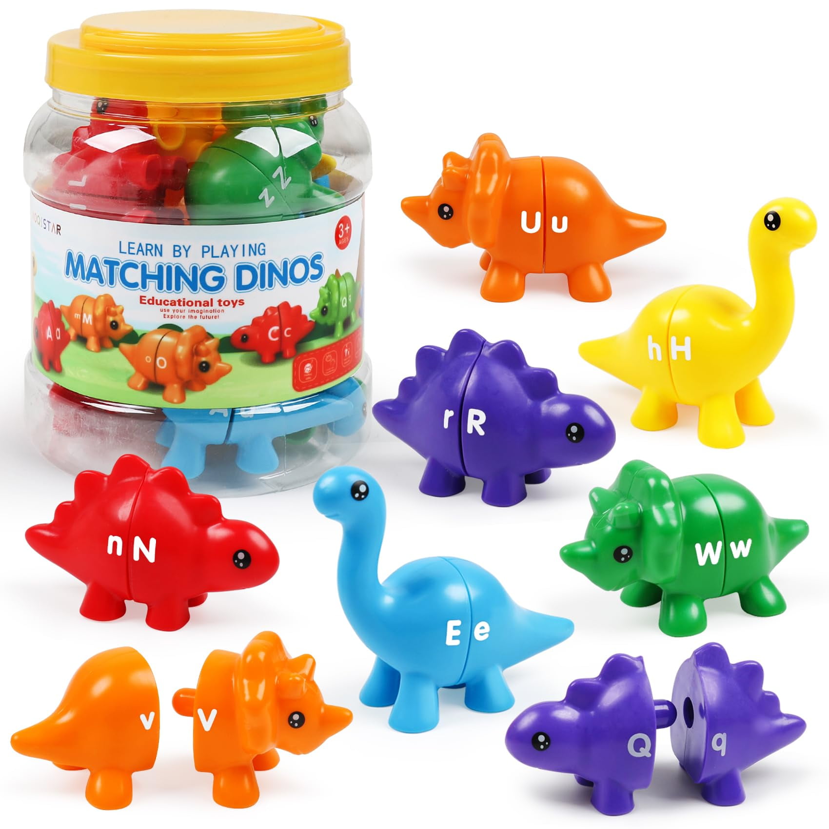Matching Letters Counting Dinosaur DHF10 Toys with Double-Sided ABC ...