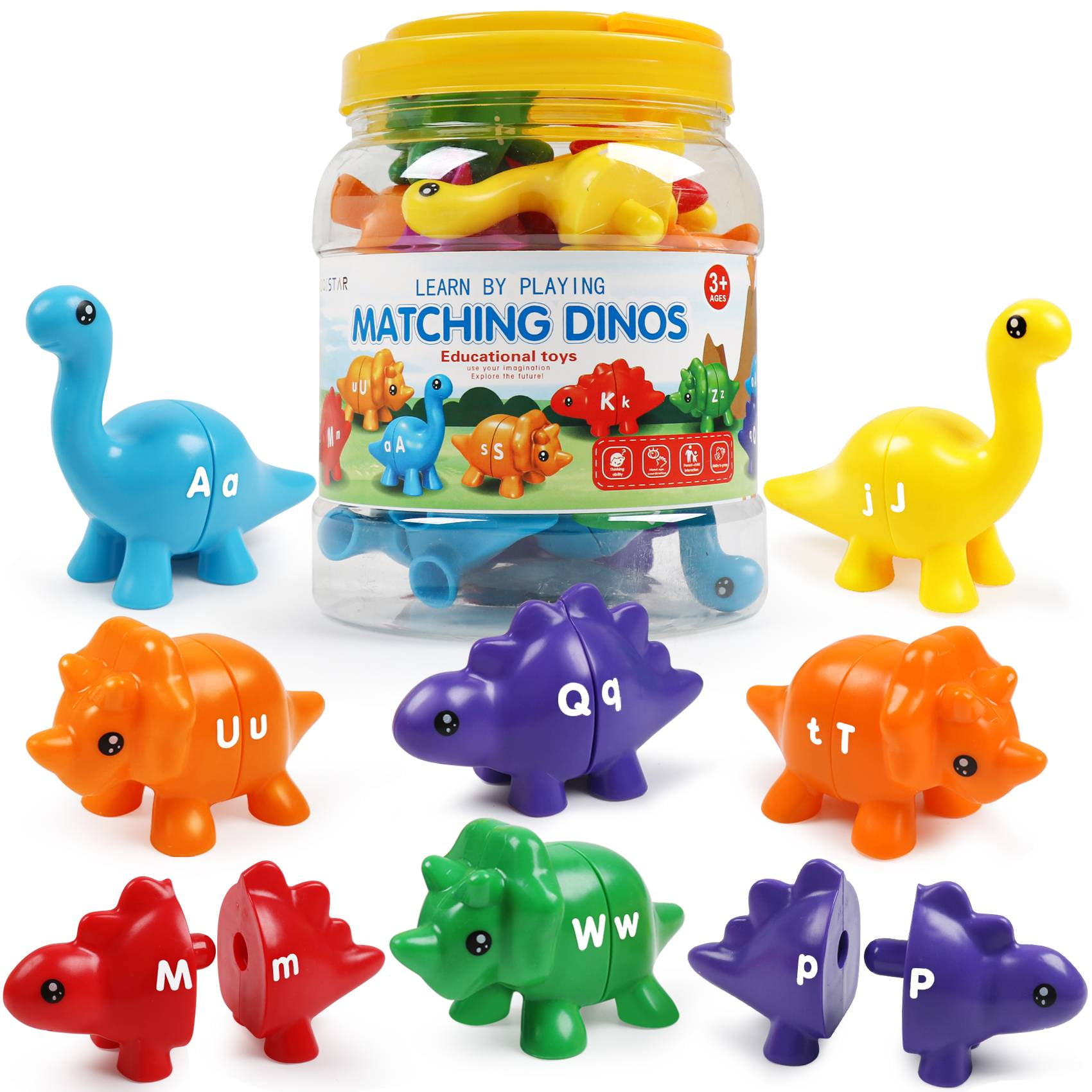 Educational Dinosaur Alphabet & Counting Toys - 13Pcs Double-Sided ABC ...