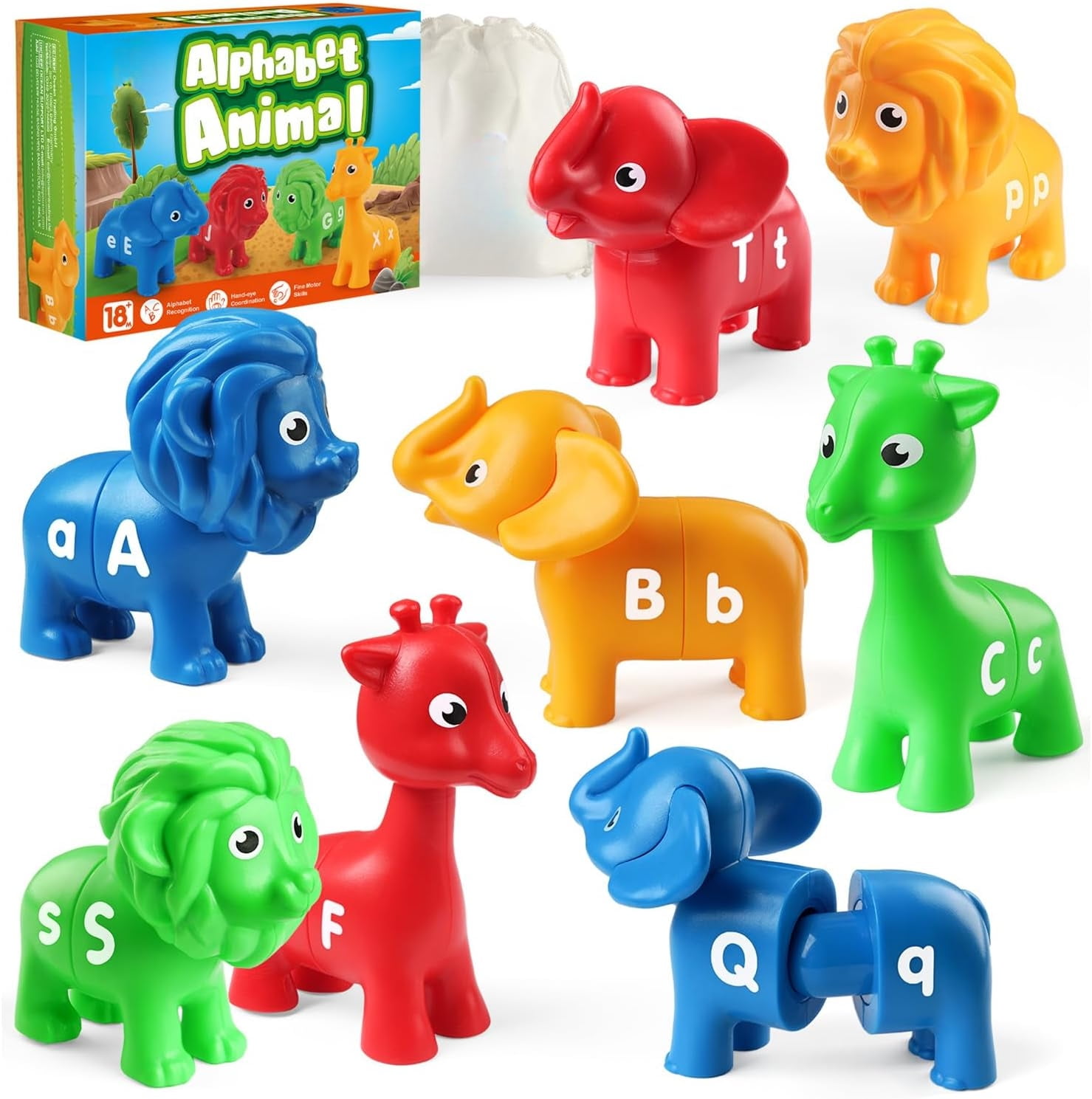 Matching Letters Fine Motor Toy, 26 PCS Double-Sided ABC Dinosaur ...
