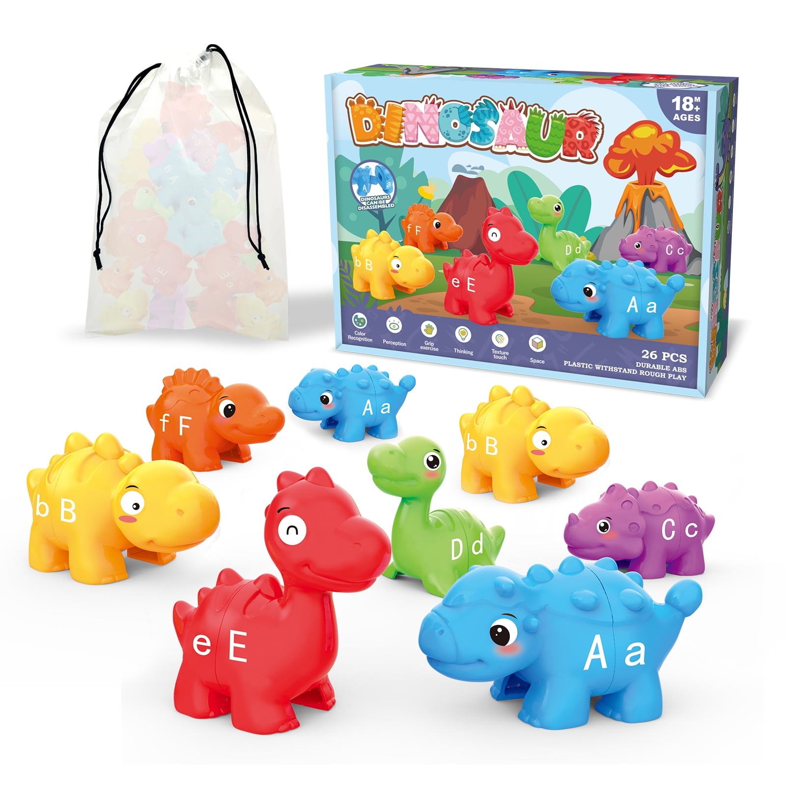 Matching Letters Fine Motor Toy, 26 PCS Double-Sided ABC Dinosaur ...