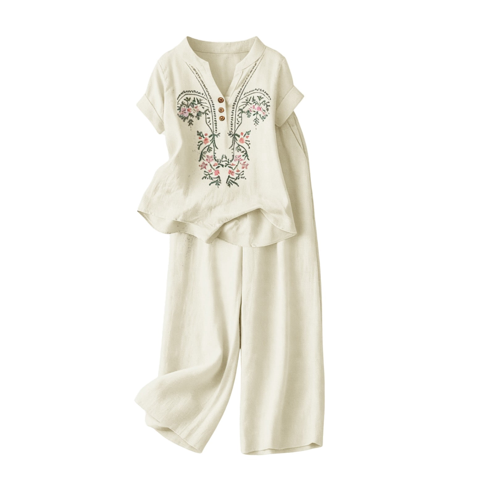 Matching Linen Sets Women Clothing Cotton Linen Pants Set 2 Piece Linen ...