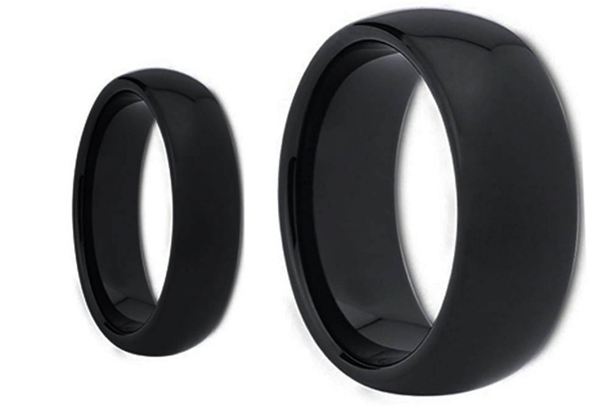 Matching Mens and Ladies Black Polished Shiny Domed Tungsten Carbide ...