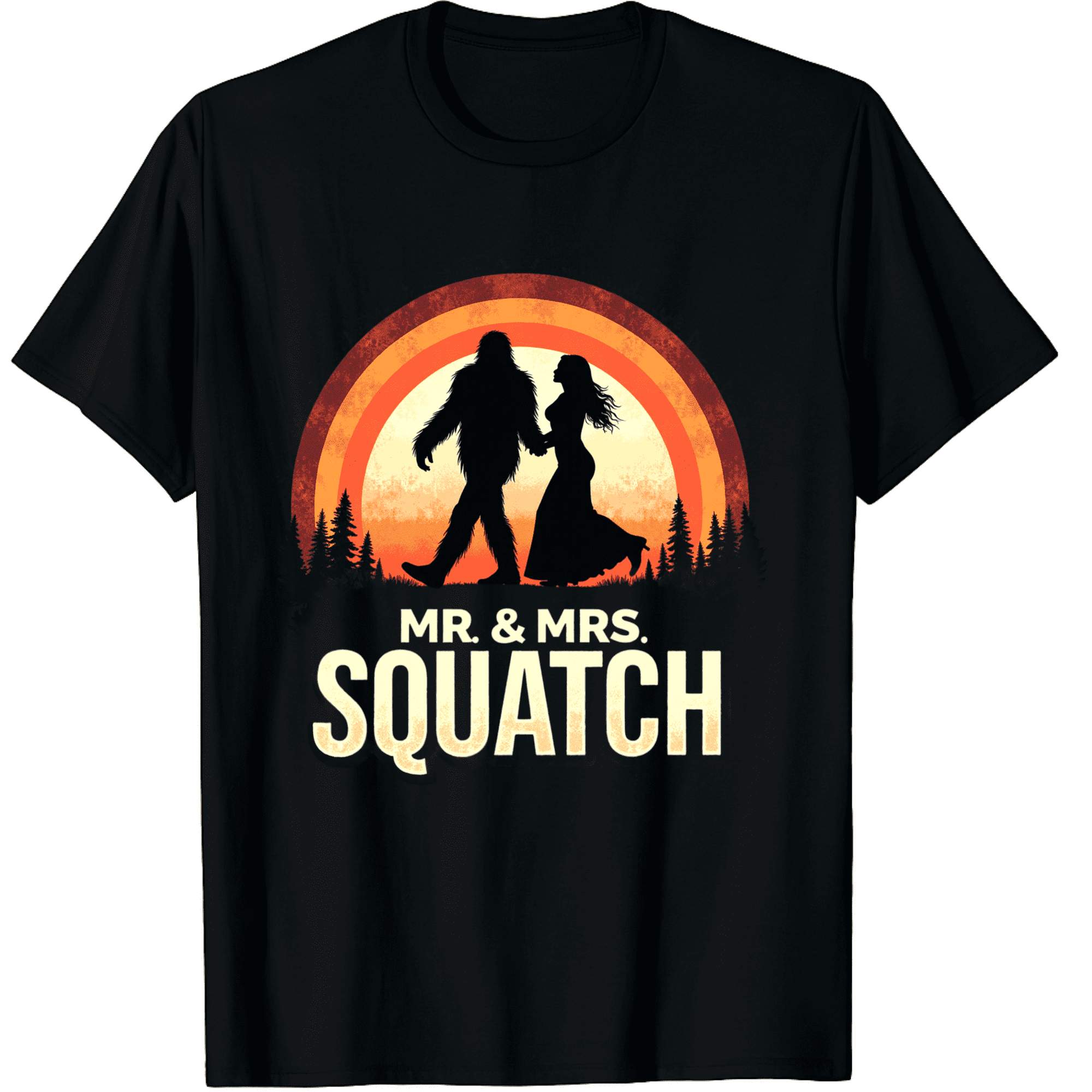 Matching Mr & Mrs Outfit Husband Wife Funny Wedding Bigfoot Graphic ...