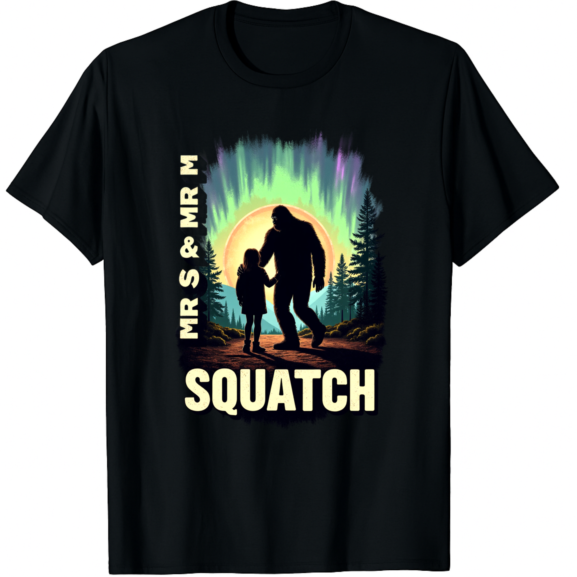 Matching Mr & Mrs Outfit Husband Wife Funny Wedding Bigfoot Graphic ...