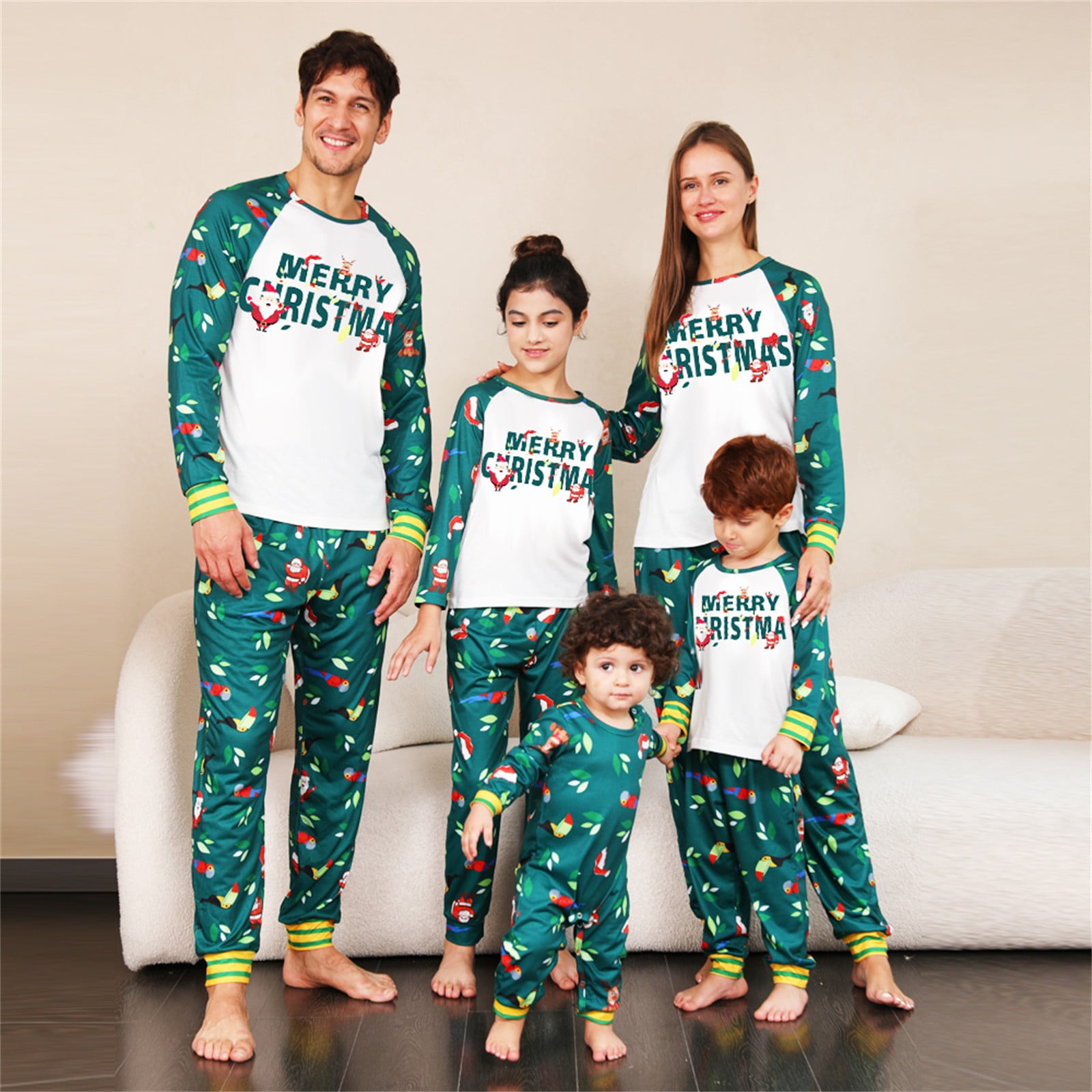 Matching Pajamas (Green) - Soft Matching Pjs Christmas Greetings Family ...