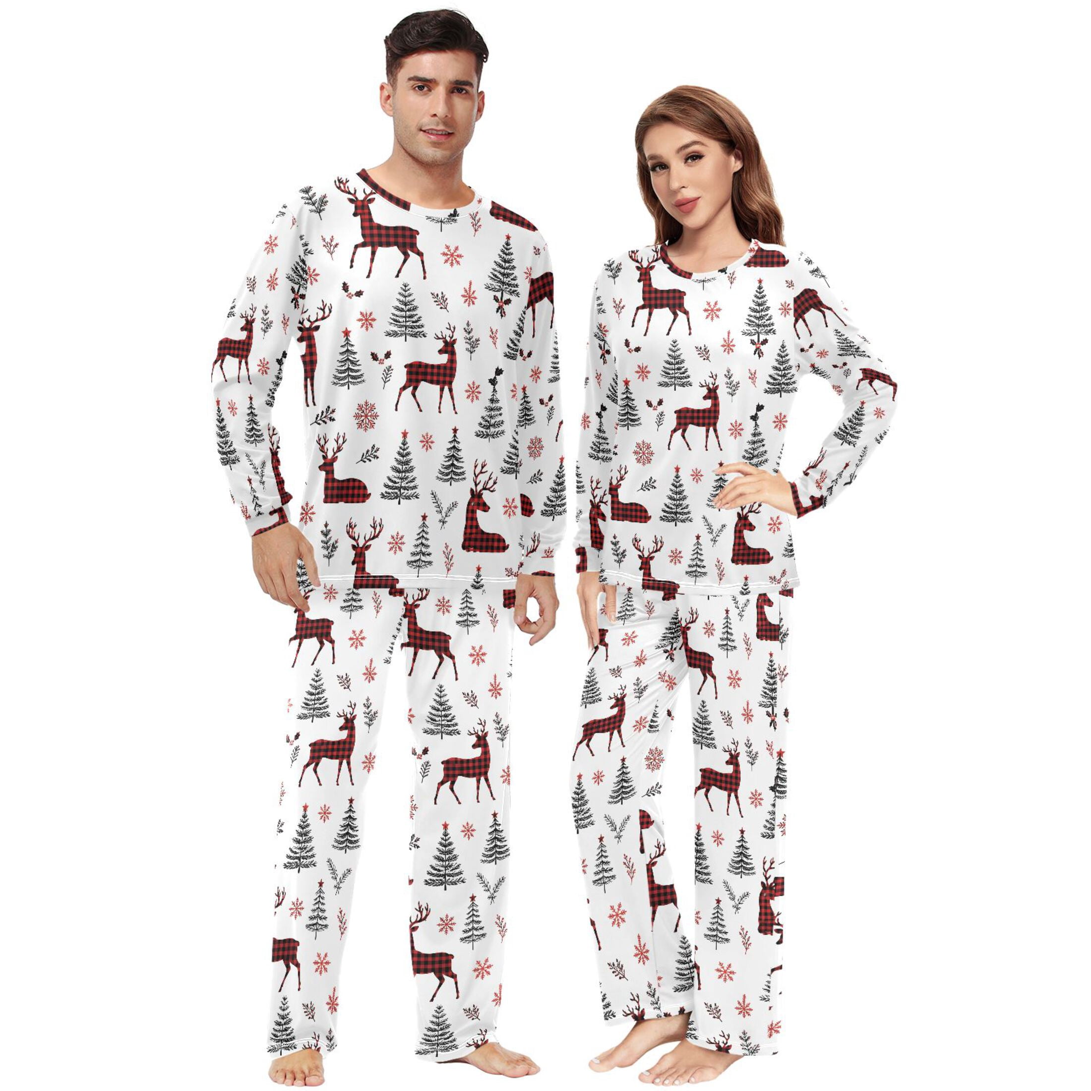 Matching Pajamas for Couples Checkered Elk His and Hers Pajamas Sets ...