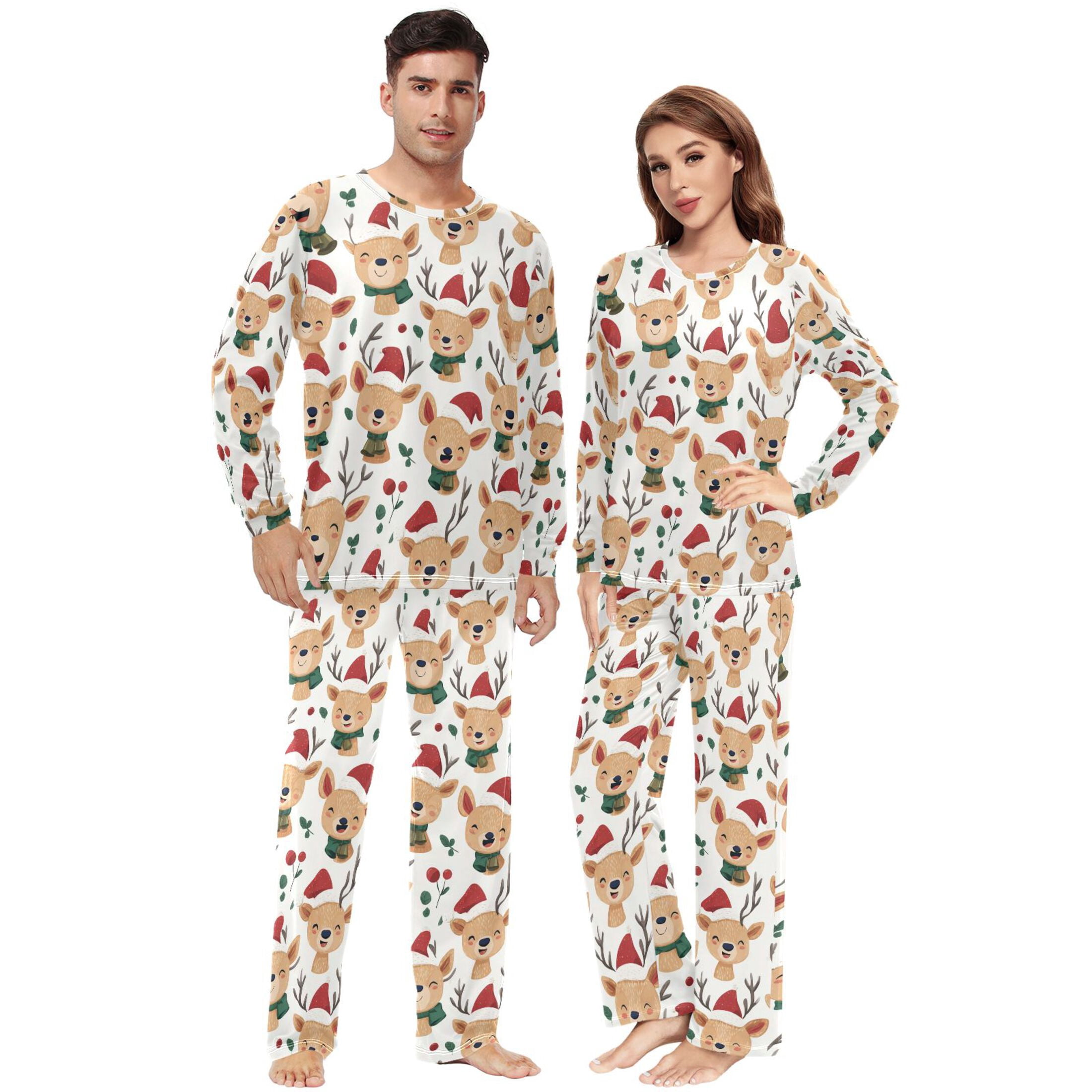 Matching Pajamas for Couples Christmas Deer with Bells His and Hers ...