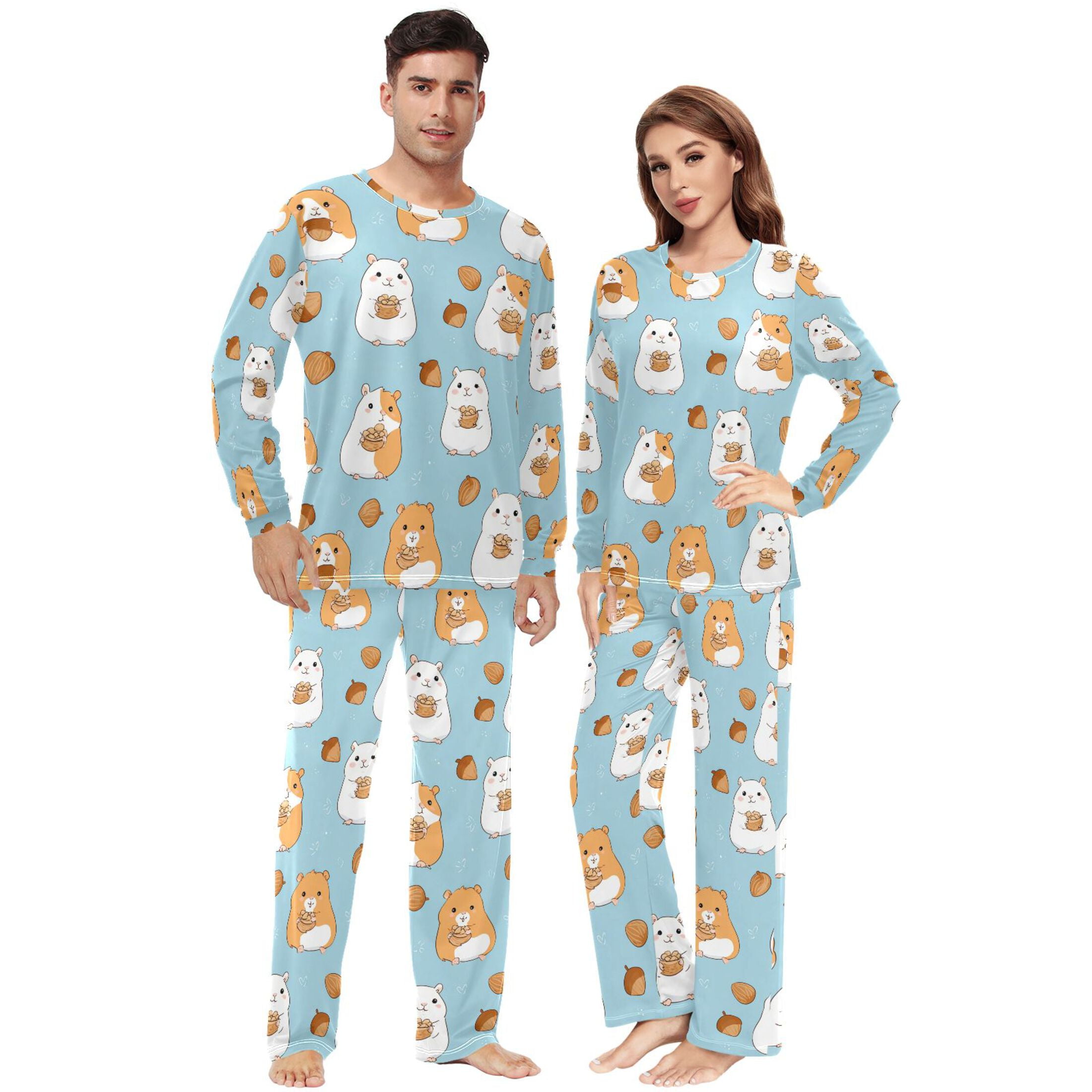 Matching Pajamas for Couples Hamster Eating Nuts His and Hers Pajamas ...