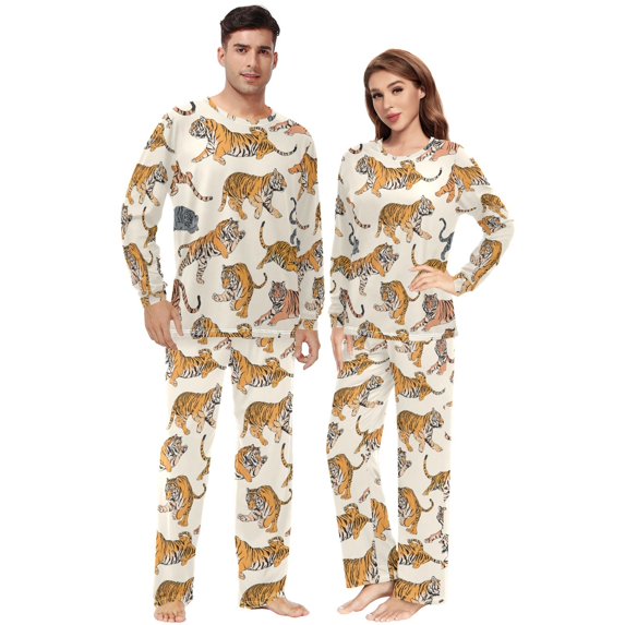 Matching Pajamas for Couples Playful Tiger His and Hers Pajamas Sets ...