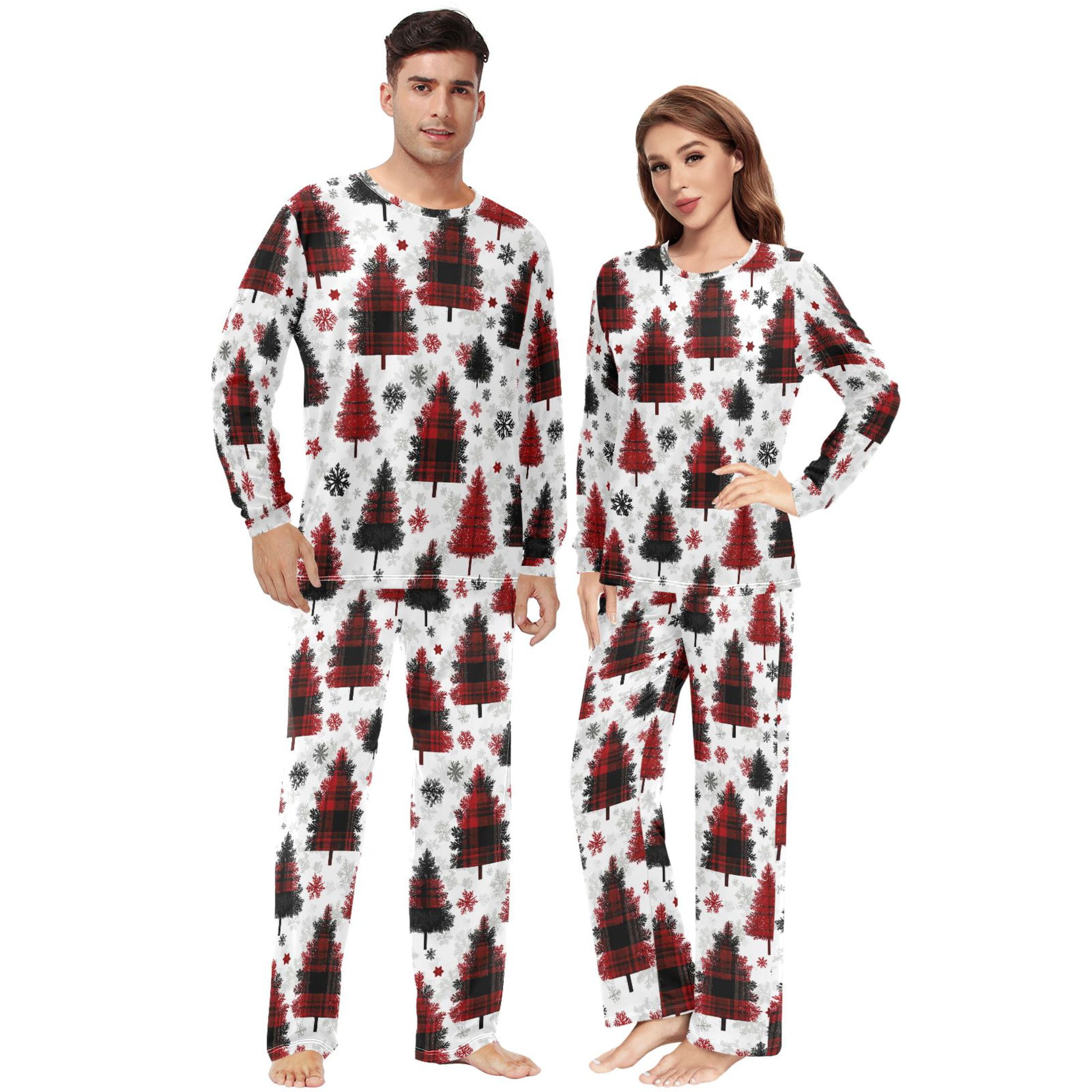 Matching Pajamas for Couples Red and Black Plaid Christmas Tree His and ...