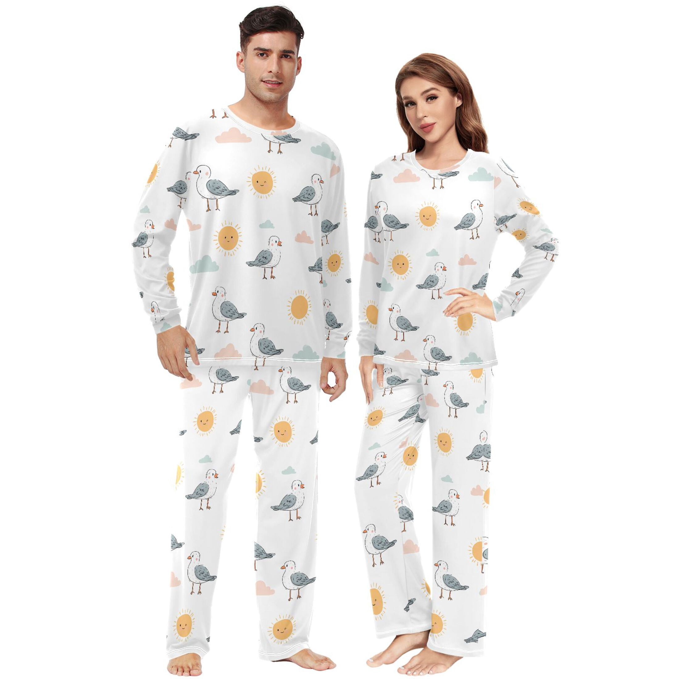 Matching Pajamas for Couples Seagull Cloud Sun His and Hers Pajamas ...
