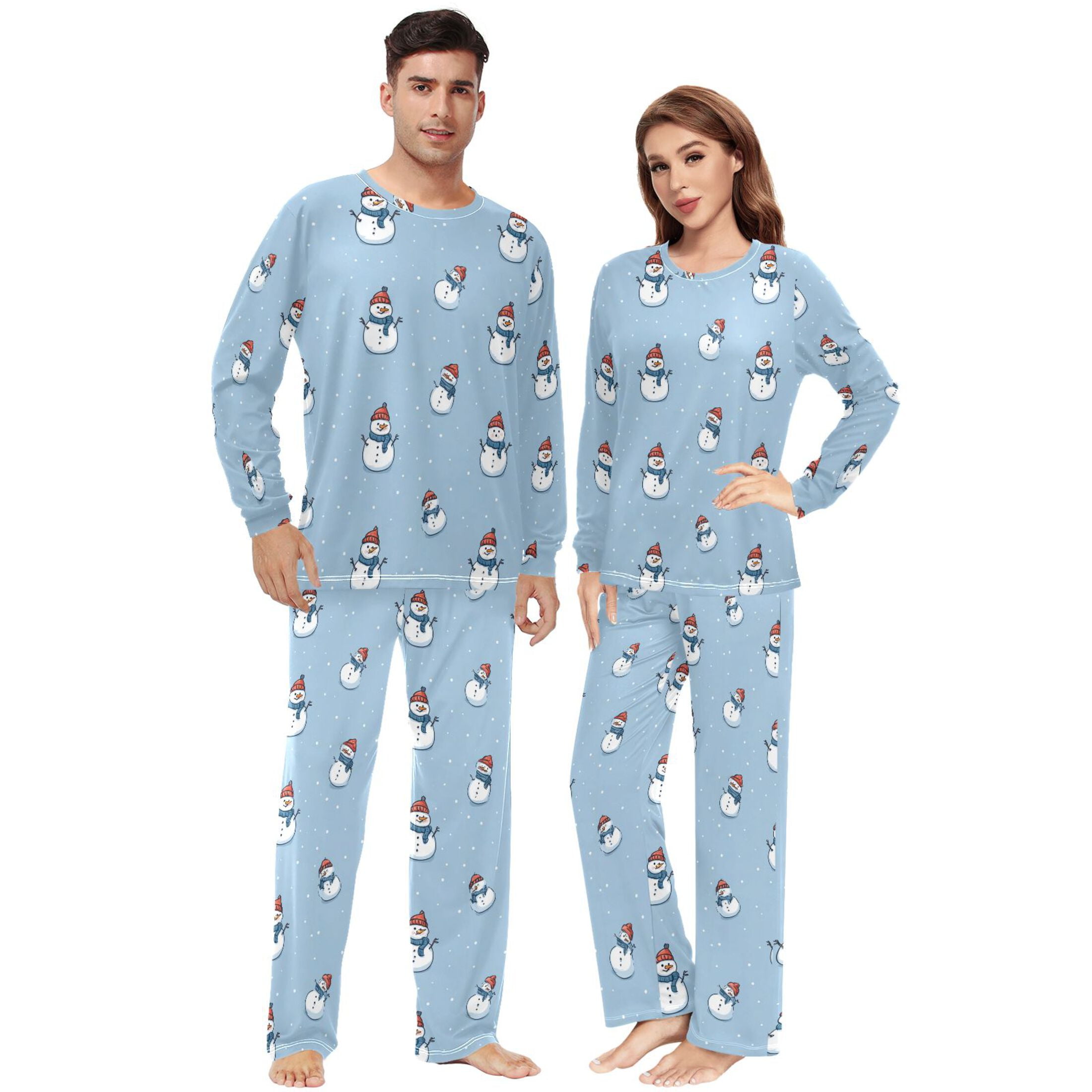Matching Pajamas for Couples Snowman Pattern His and Hers Pajamas Sets ...
