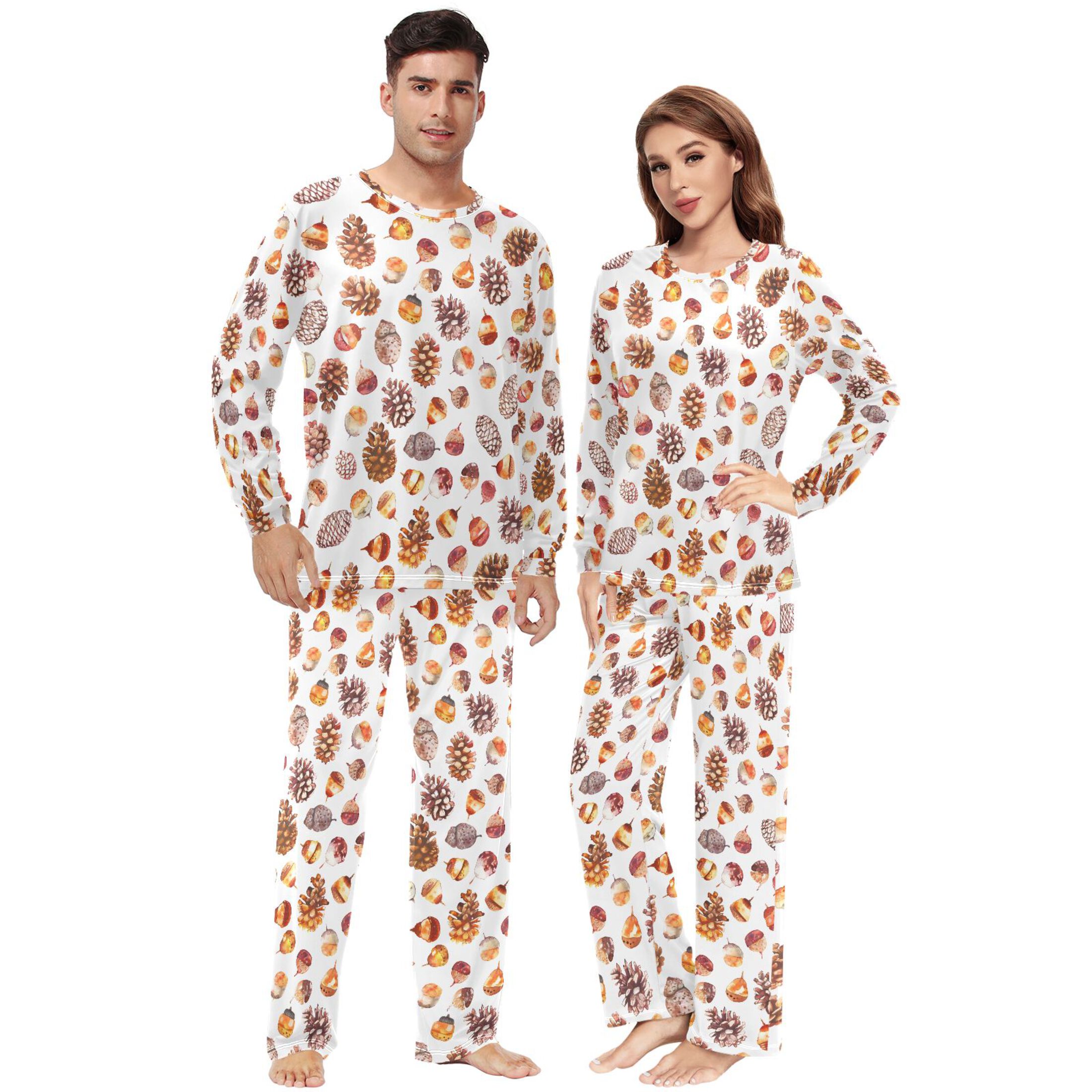 Matching Pajamas for Couples Watercolor Pinecone His and Hers Pajamas ...