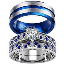 Matching Rings Couple Rings AAA Cz White Gold Plated Wedding Ring Sets for Him and Her - Walmart.com