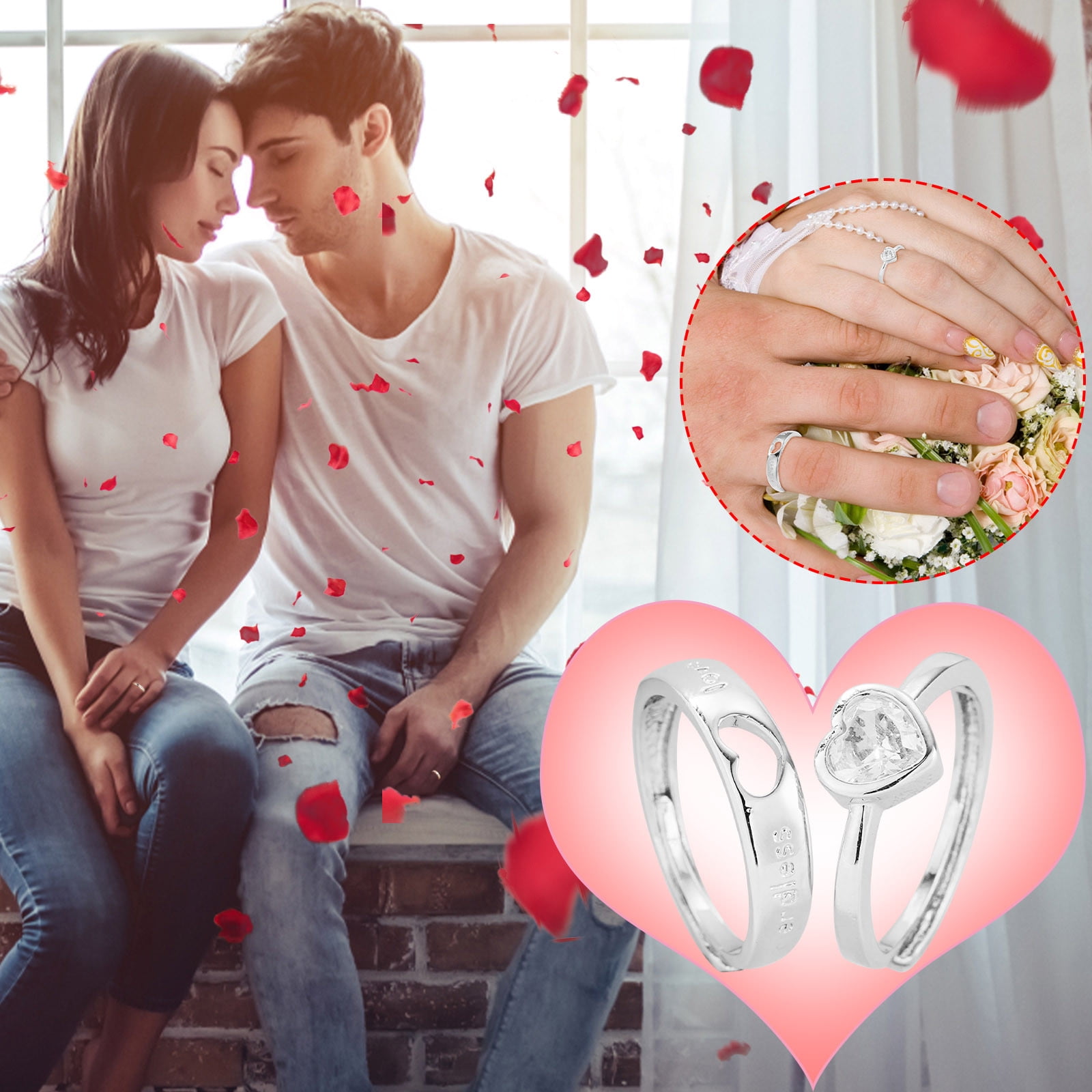 Matching Rings for Couples Matching Heart Promise Rings I Love You ...