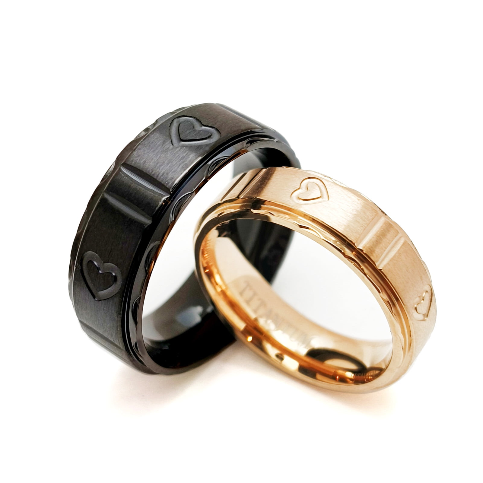 Matching Rings His and Her Rings Couple Rings Titanium Steel Wedding ...