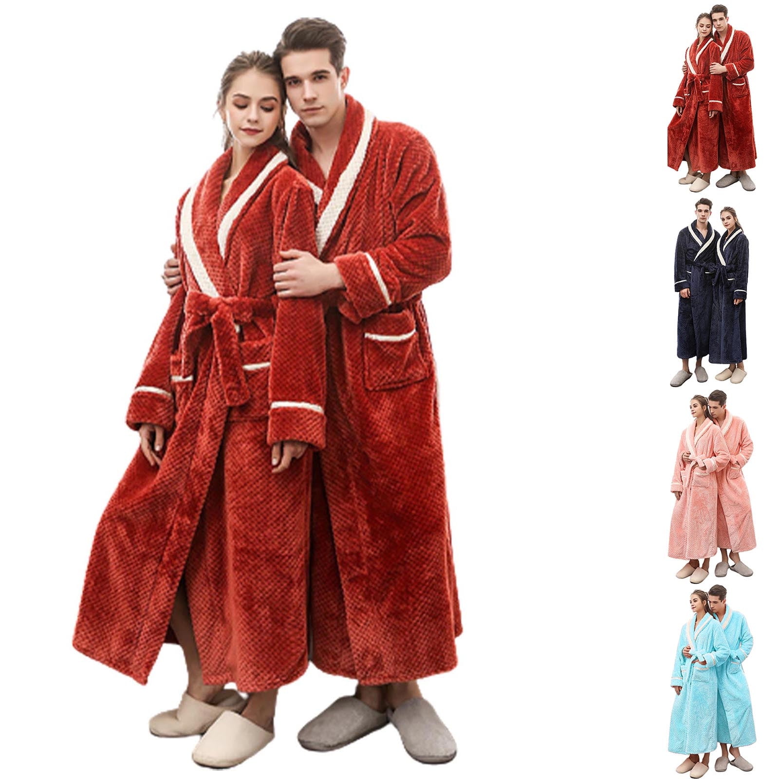 Matching Robes for Couples Soft Plush Bathrobes Fuzzy Robe Bath Pjs ...