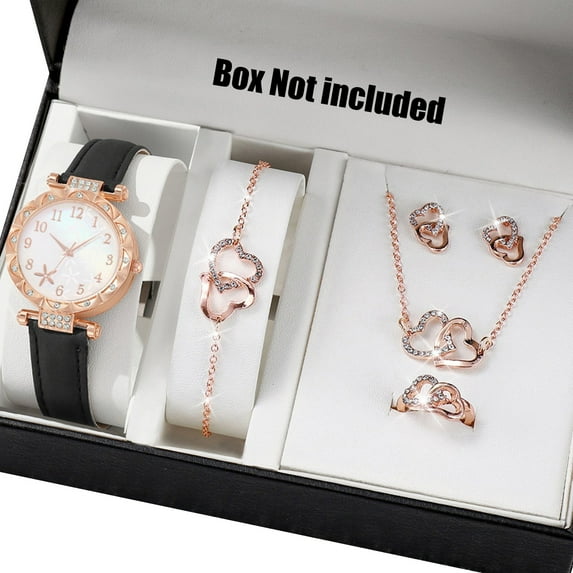 Matching Watch Jewelry Set Necklace Rings Earrings Modern Alloy ...