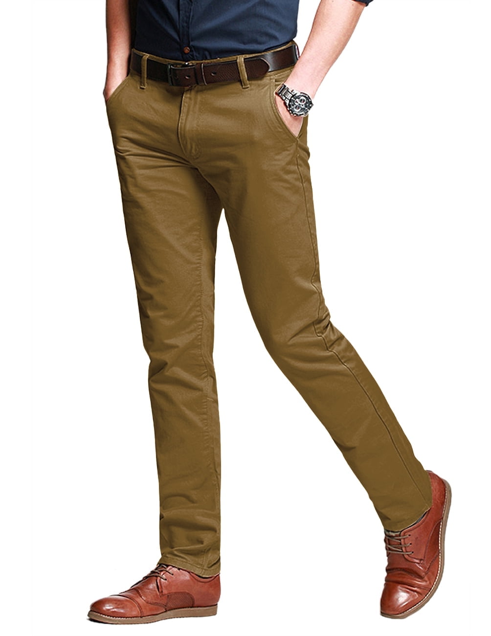 Matchstick Men's Slim Fit Tapered Stretch Casual Pants - Walmart.com