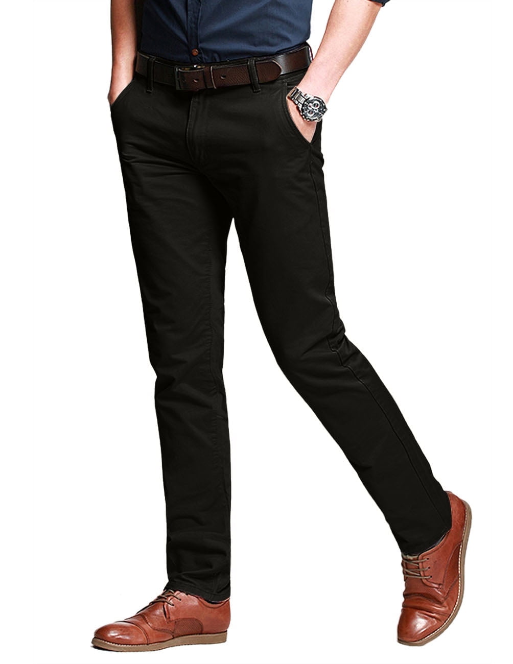 Matchstick Men's Slim Fit Tapered Stretch Casual Pants - Walmart.com