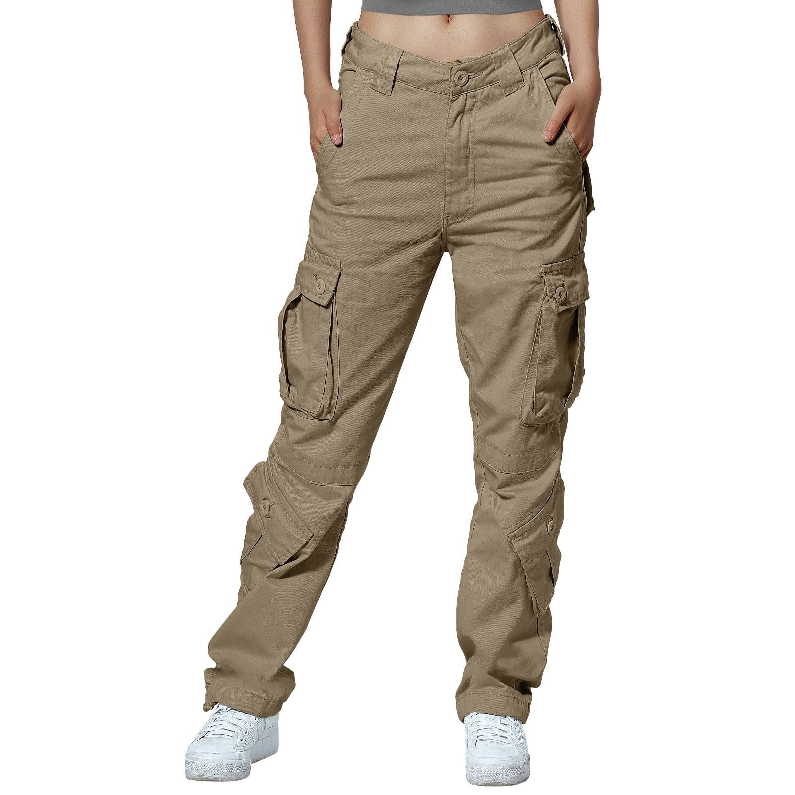 Matchstick Women's Loose Casual Cargo Pants with 8 Pockets - Walmart.com