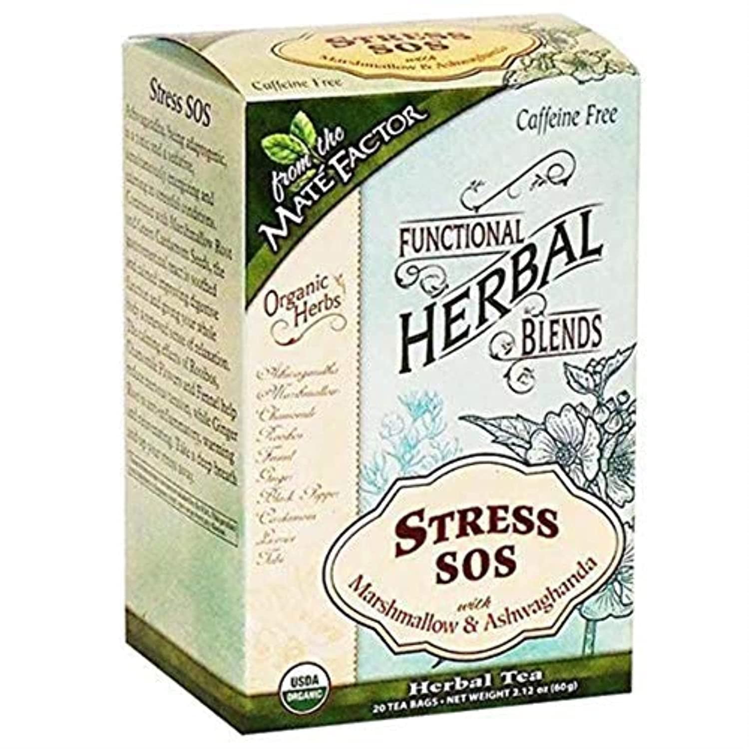 Mate Factor Organic Stress SOS with marshmallow and Ashwagandha 20 bag ...