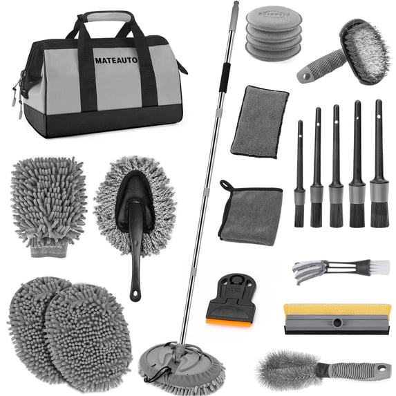 MateAuto 25Pcs Car Detailing Kit, Extendable Wash Mop, Brushes for ...