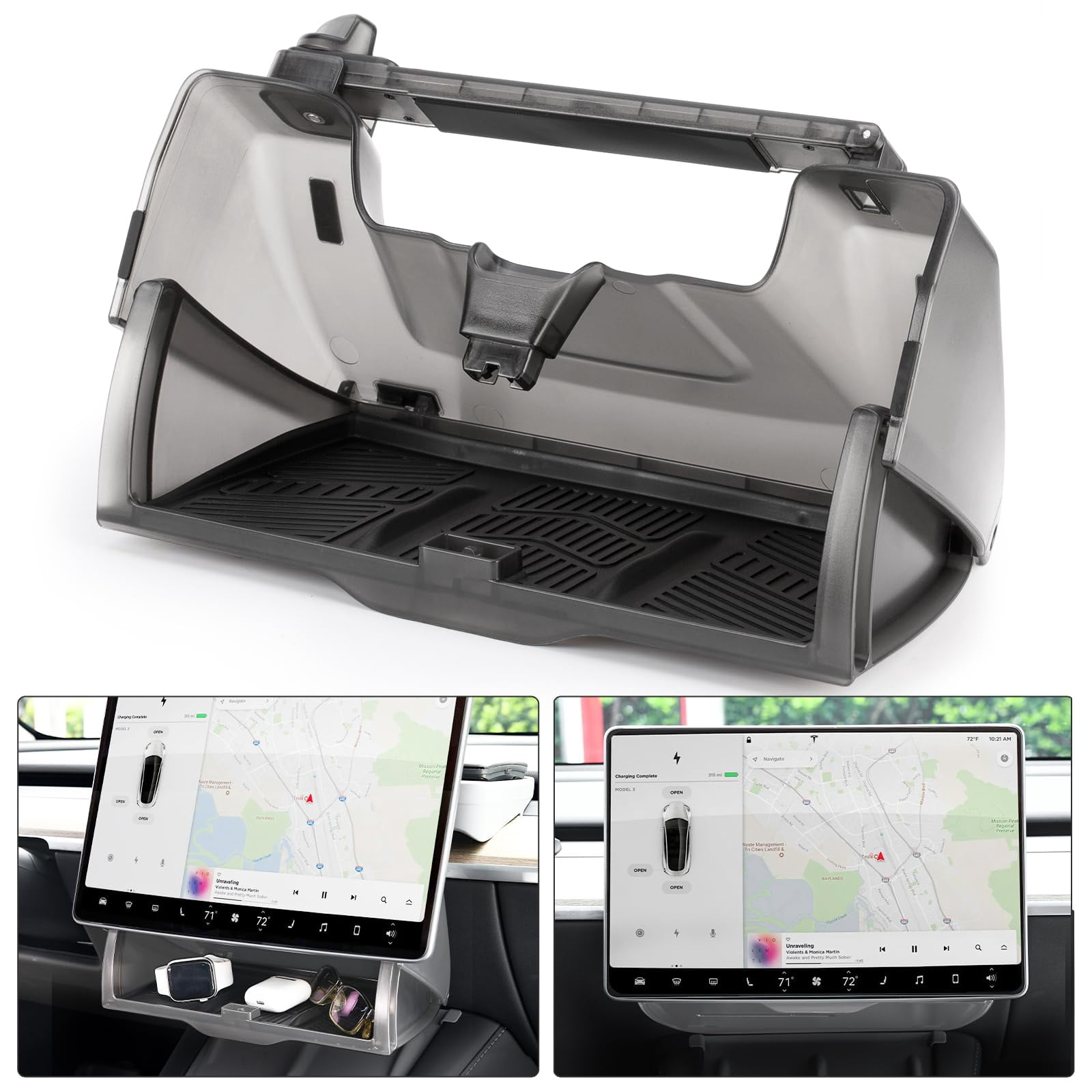 MateAuto Hidden Under Screen Storage for AIS1 Tesla Model Y Model 3 ...
