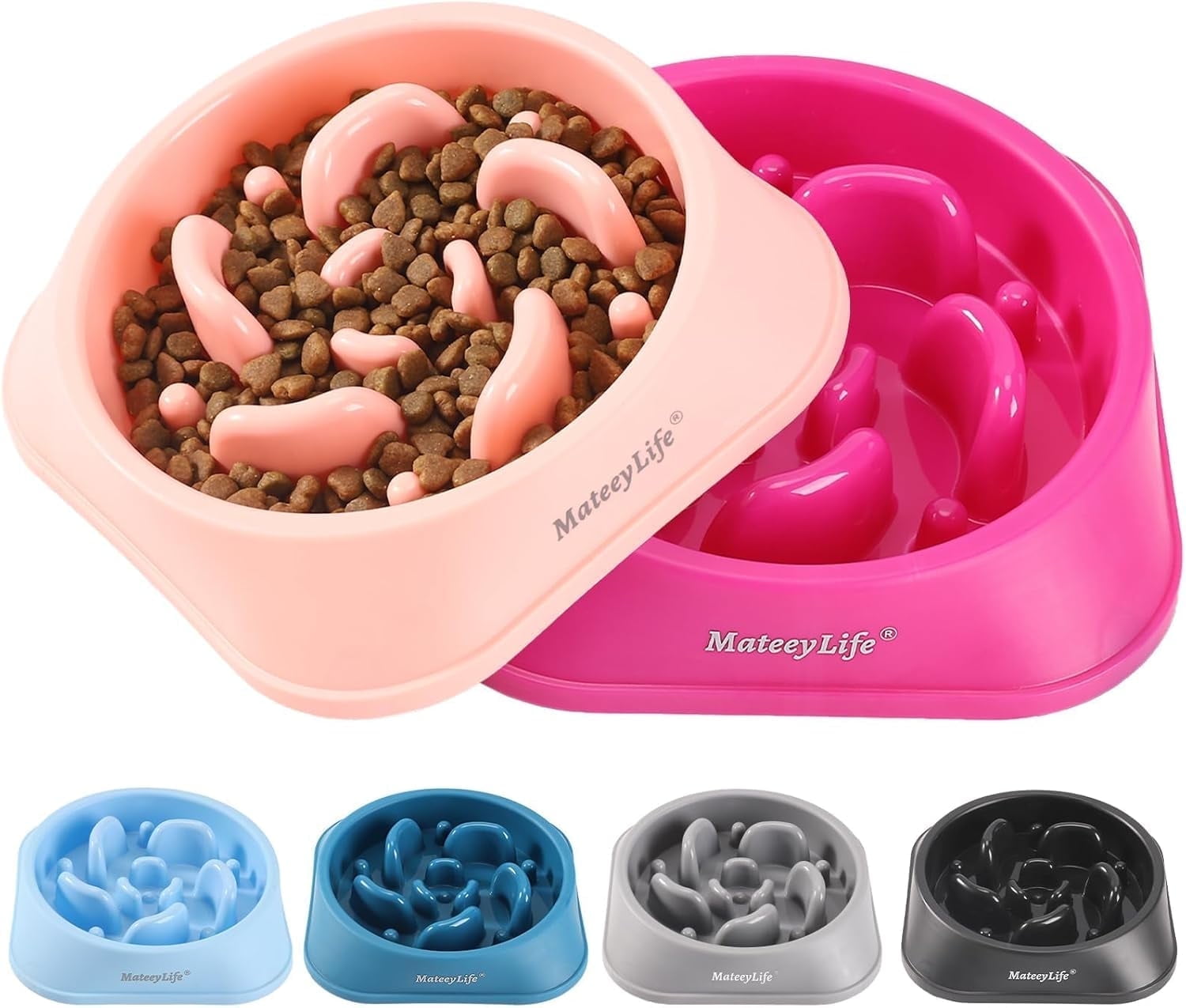 MateeyLife Slow Feeder Dog Bowls 2PCS, Anti-Choking Puzzle Dog Food ...