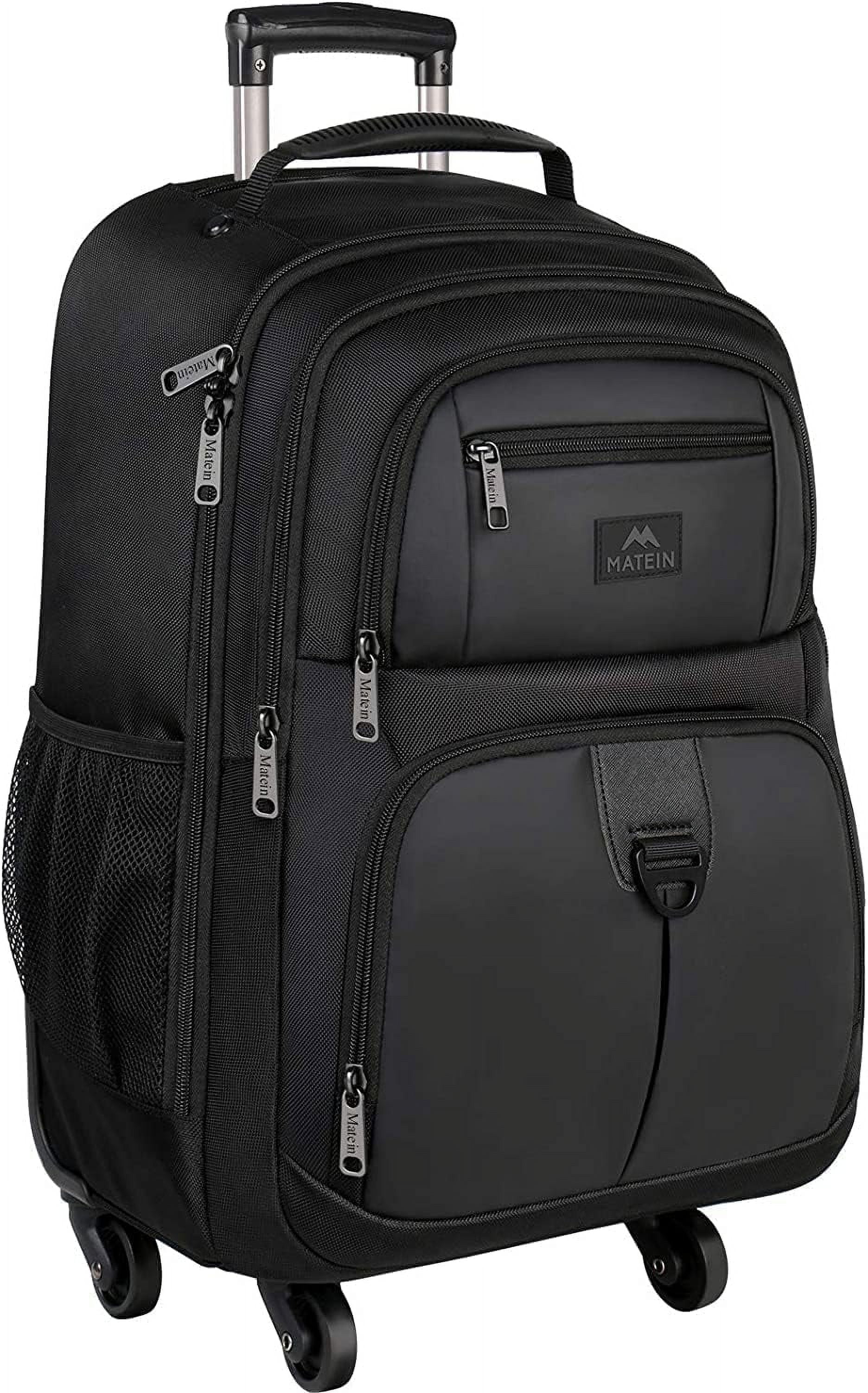 Matein 4-Wheel Rolling Backpack 17" - Waterproof Wheeled Laptop Bag for Men Women, Airline ...