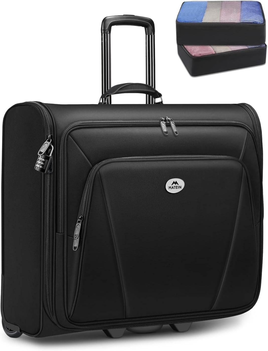 Matein Rolling Garment Bag, Softside Suit Bag with 2 Packing Cubes and ...