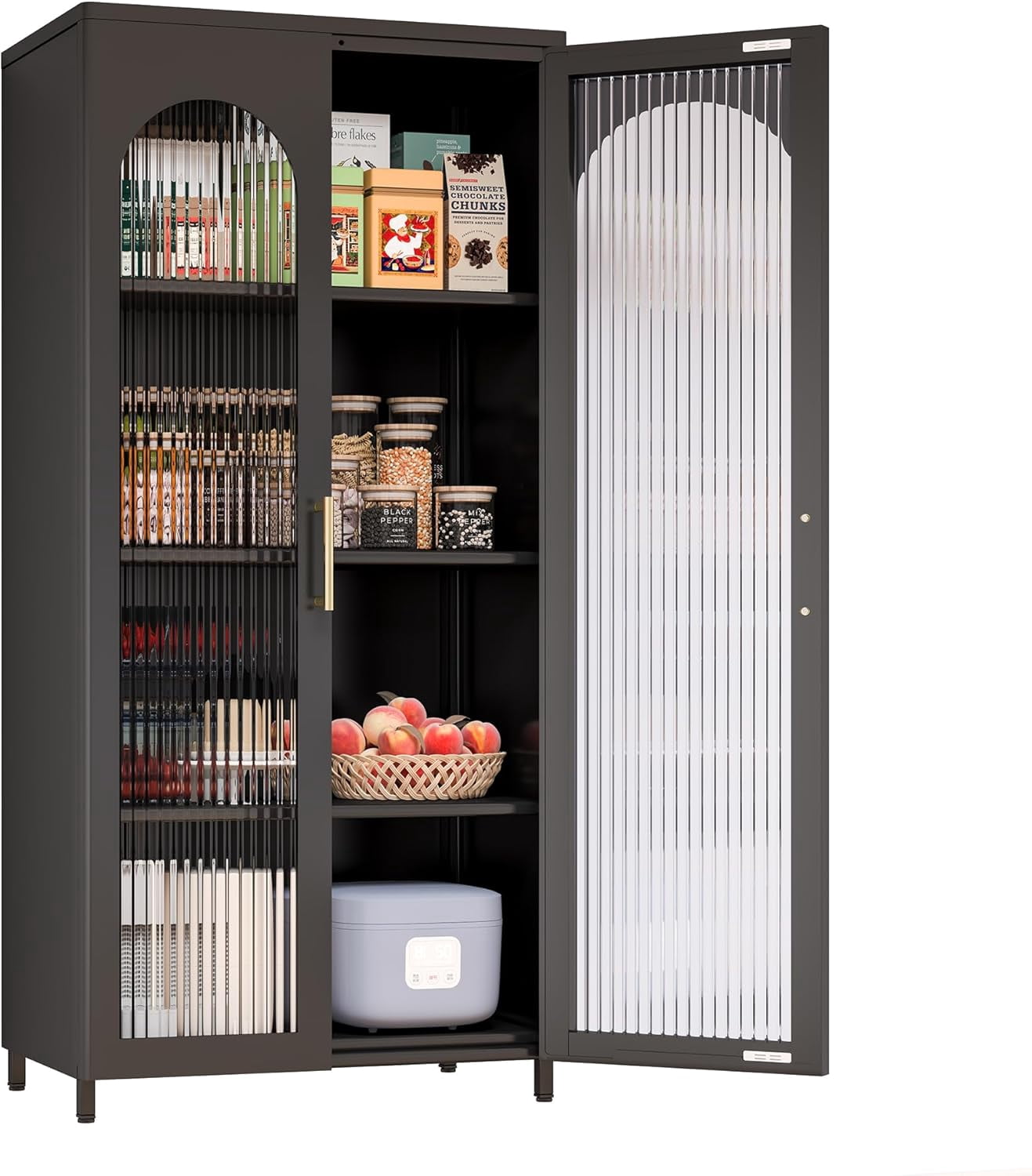 Matel Storage Locker with Glass Doors, Kitchen Sideboard Cabinets with ...