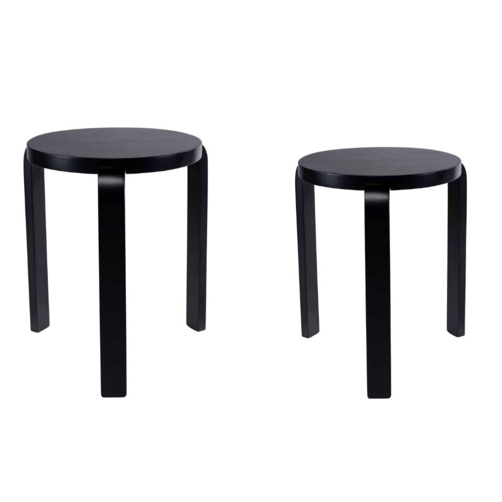 Mateo Round Backless Stacking Stools - Set of 2 - Black - Walmart.com