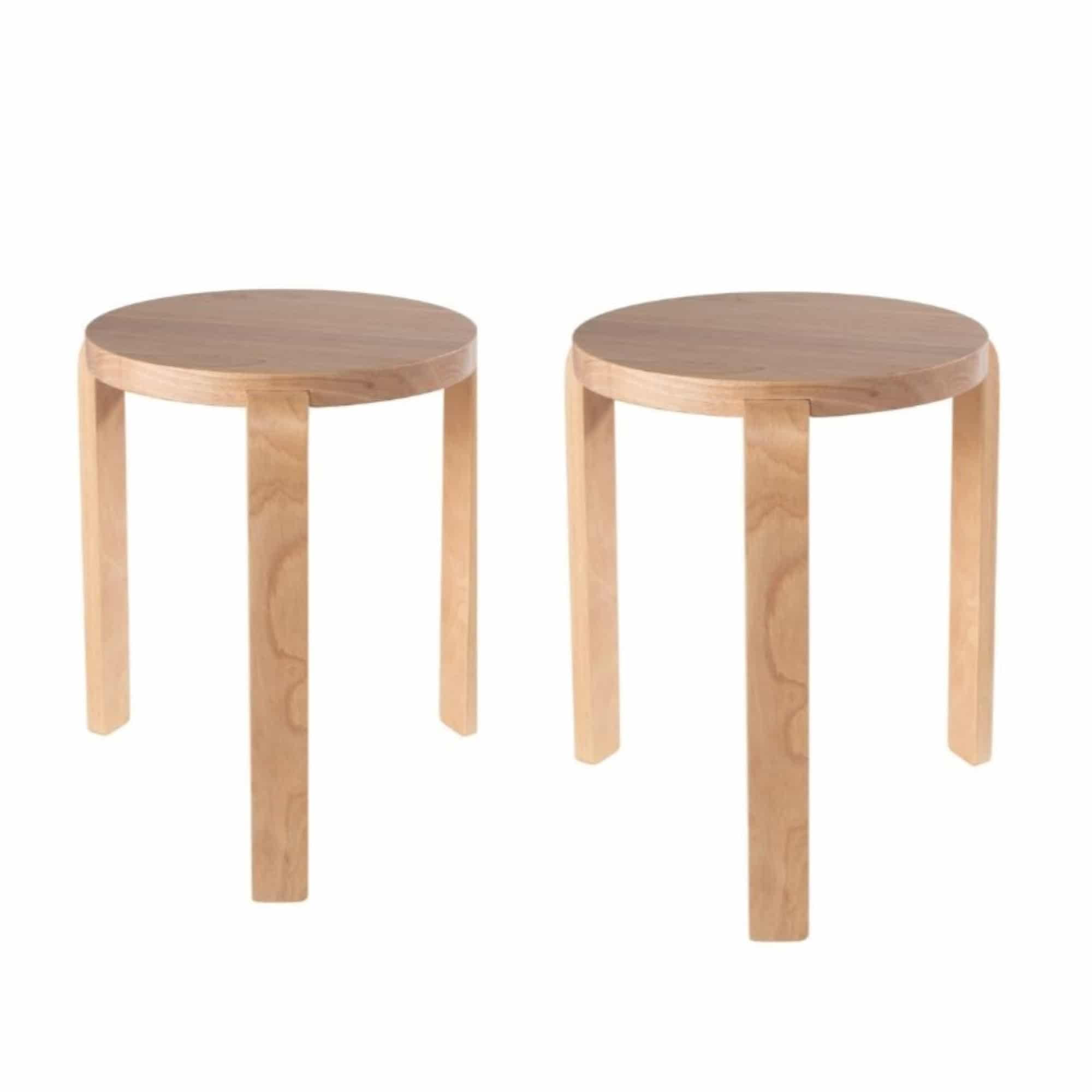 Mateo Round Backless Stacking Stools - Set of 2 - Blonde Oak - Walmart.com