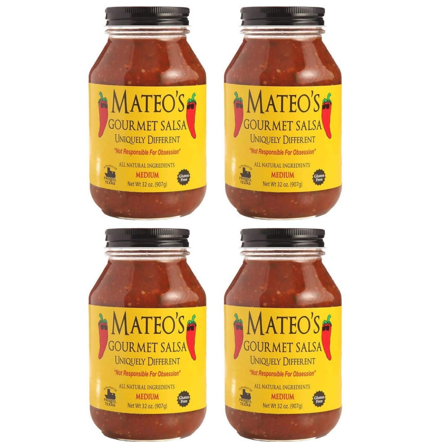 Mateo's Gourmet Salsa Medium Spice 4 Jars 32oz/907g - Walmart.com
