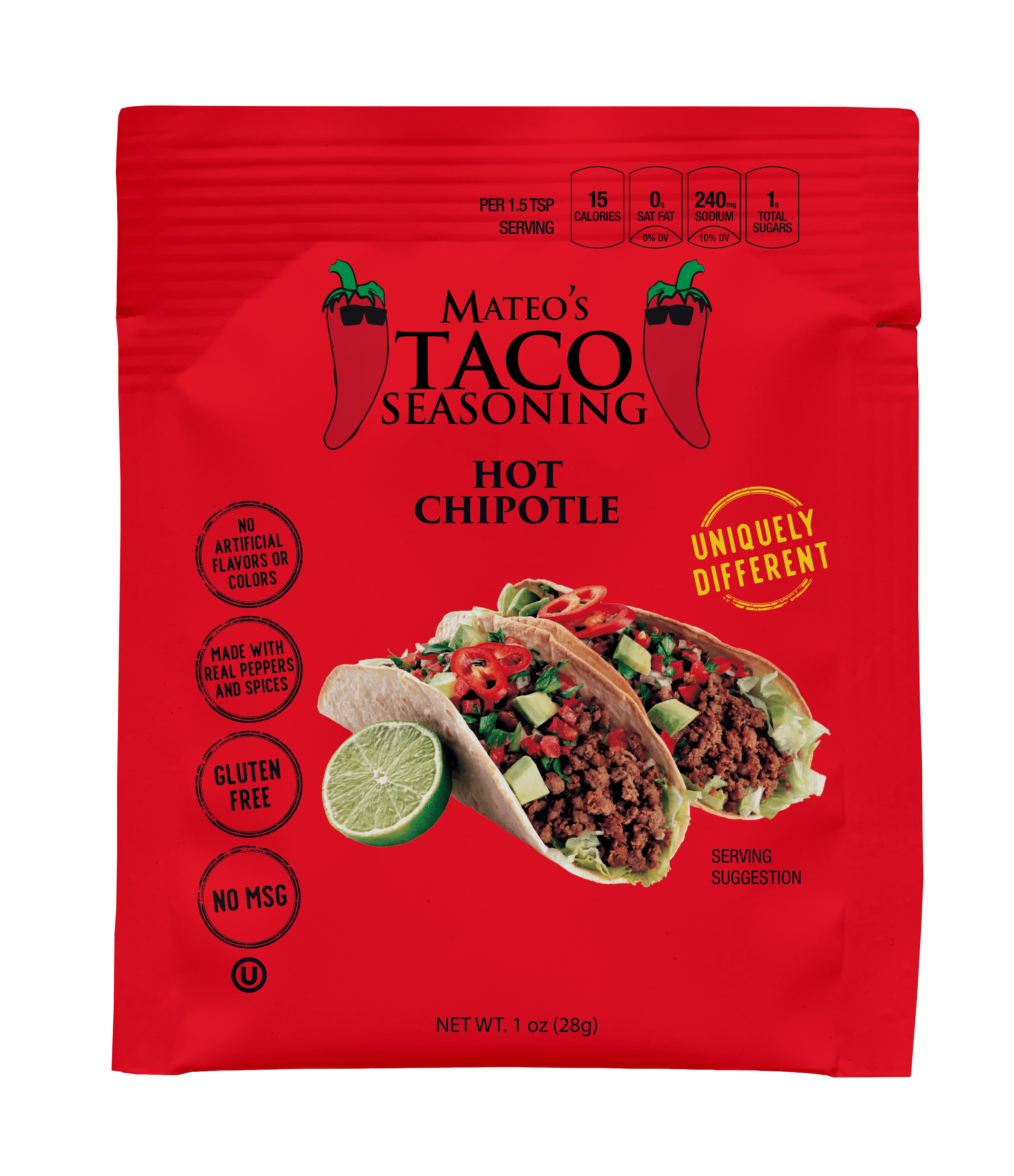 Mateo's Taco Seasoning Hot Chipotle, 1oz packet - Walmart.com