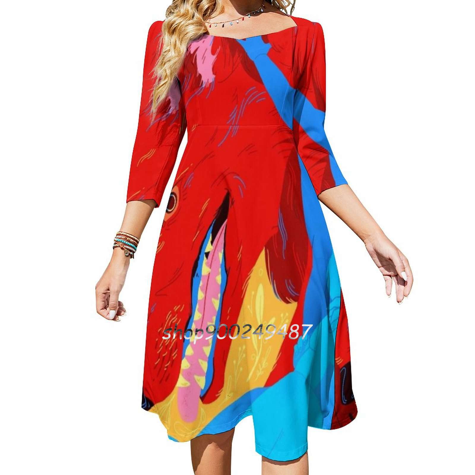 Mater Square Neck Dress New Plus Size Elegant Women Waist Tight Dress ...