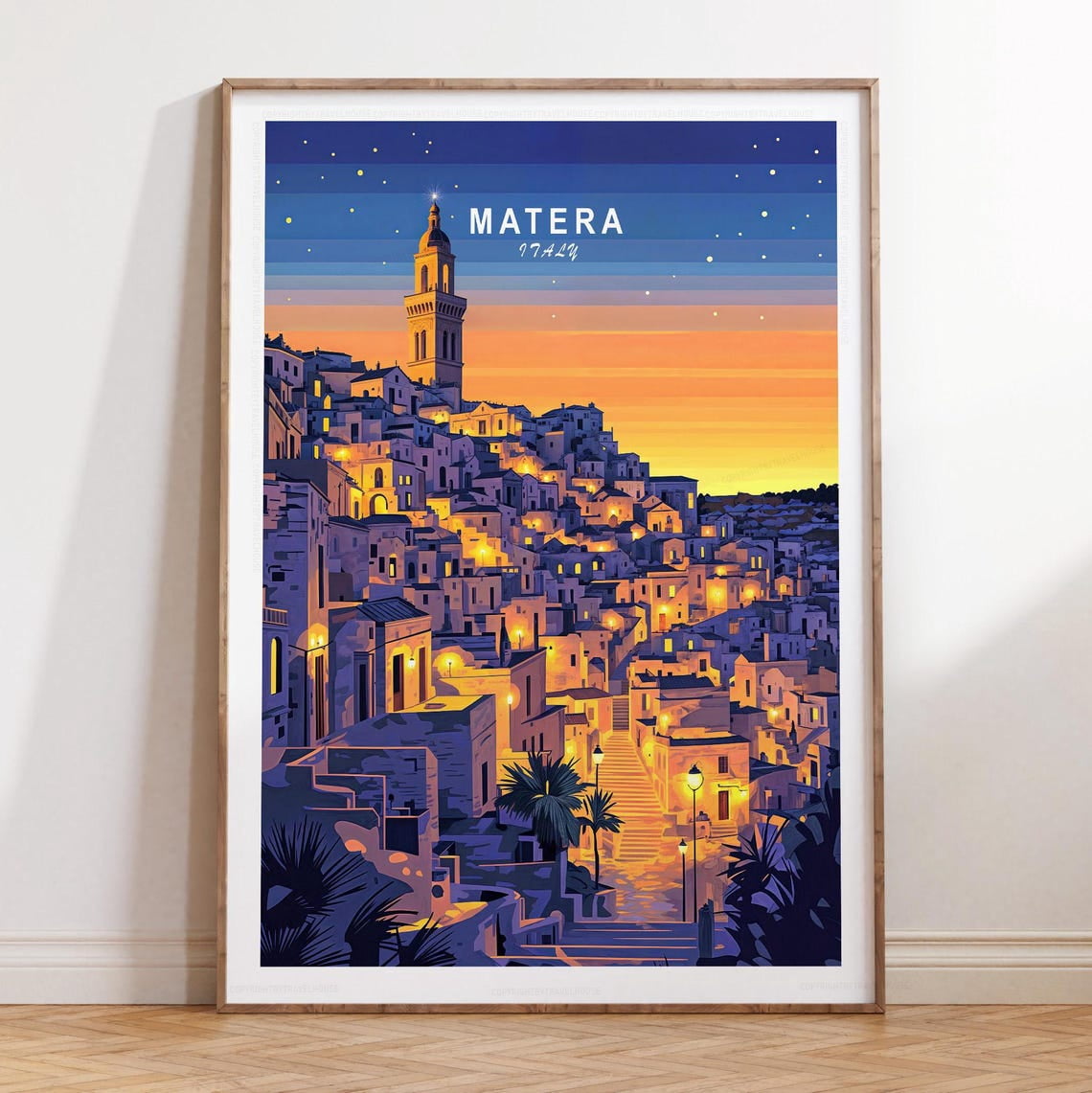 Matera Italy Ancient Stone City Wall Art, Unframed Paper Print Size ...