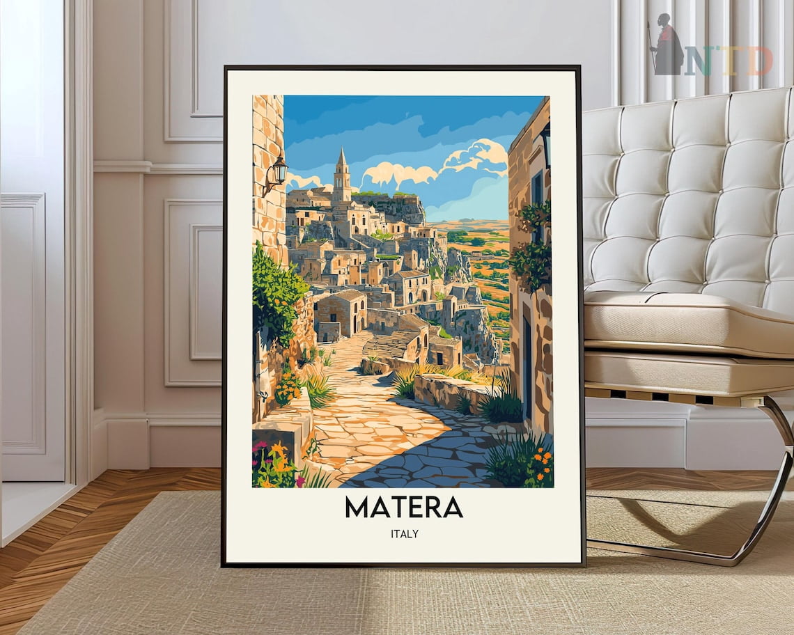 Matera Italy Cave City Poster, Unframed Canvas 24x36in - Walmart.com