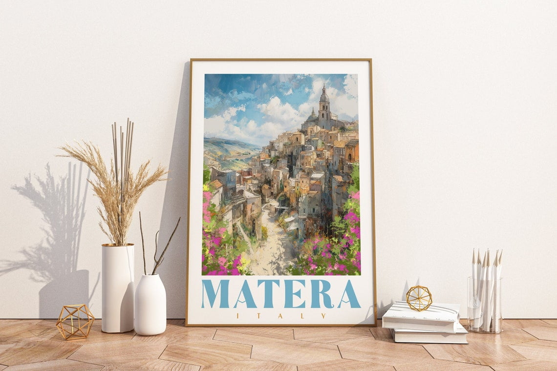 Matera Italy Travel Poster: Basilicata Landscape Art Poster, F034 ...